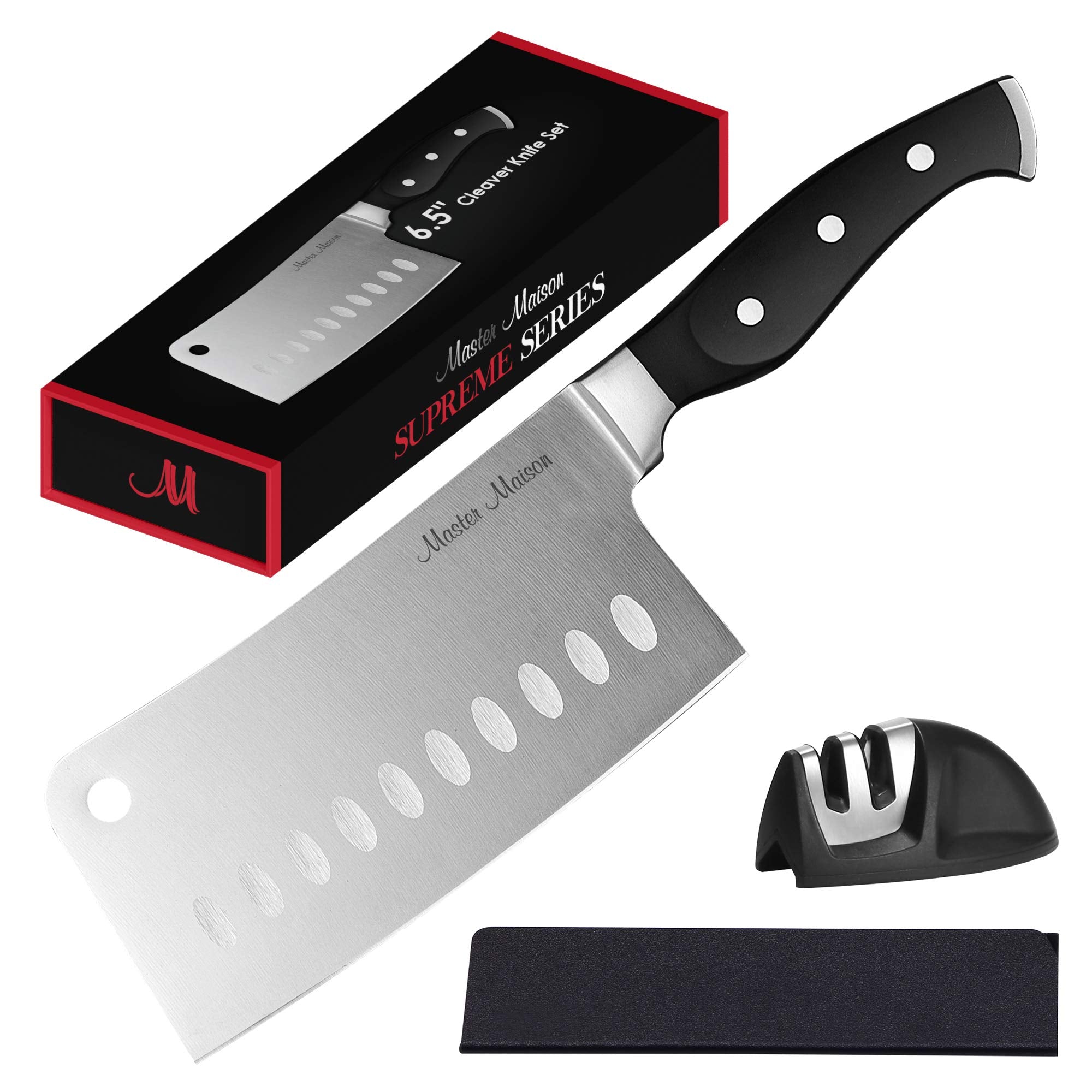 Kitchen Meat Cleaver Knife Set - Stainless Steel Professional Blade ...