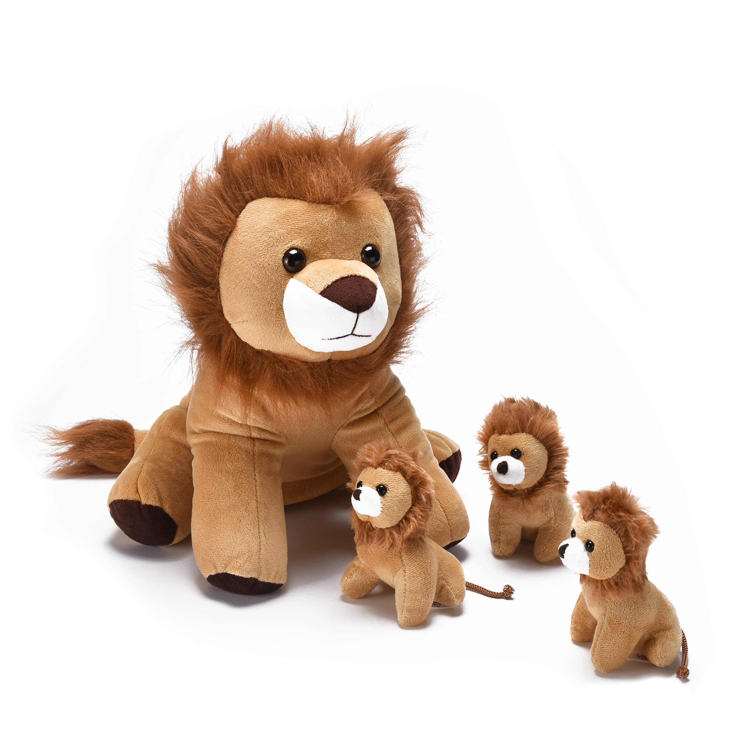 - Stuffed Lion Plush - Stuffed Mommy Lion With 3 Stuffed Baby Lions In ...