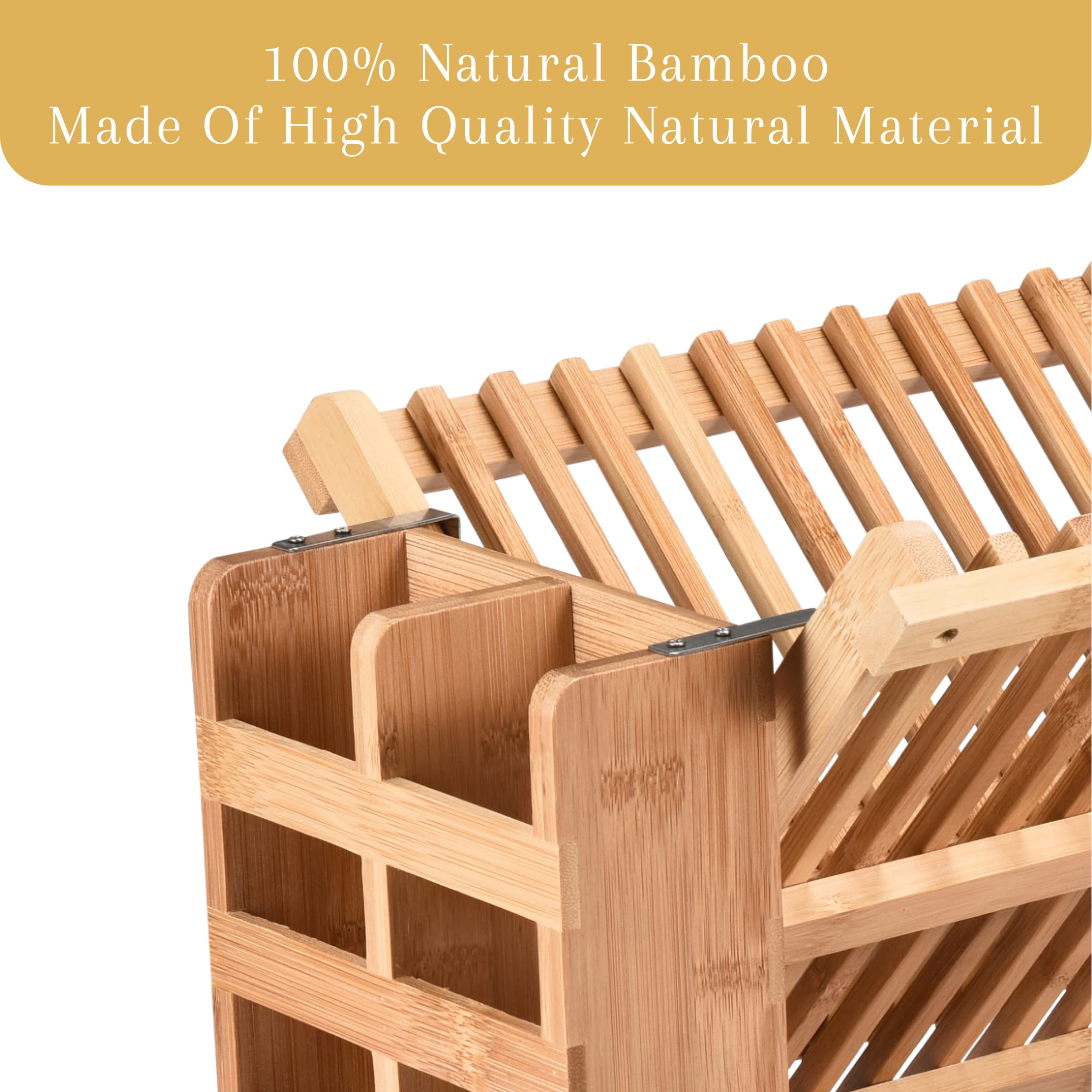 2lb Depot Bamboo Dish Drying Rack - Collapsible Wooden Drainer For Kit ...