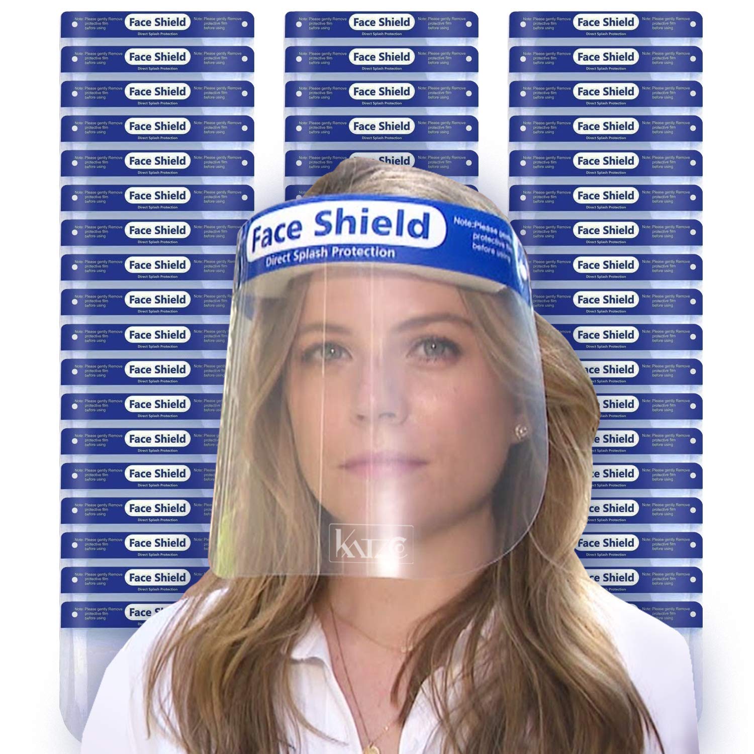 Katzco Reusable Face Shields - 50 Pack - Clear Full Face Visor Mask ...